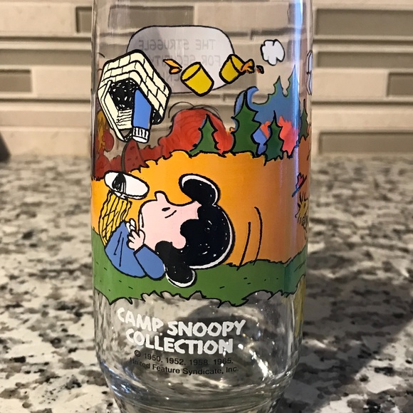 McDonald's | Dining | Vintage Peanuts Mcdonalds Glass Camp Snoopy ...